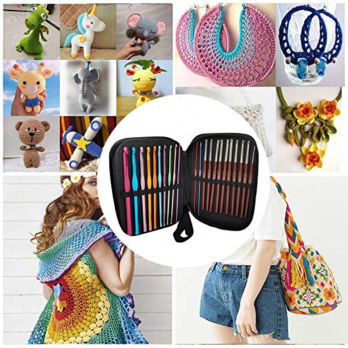 22PCS Crochet Hooks Set Sewing Project Kits, Aluminum Crochet Hooks & Lace Crochet Hooks with Accessories