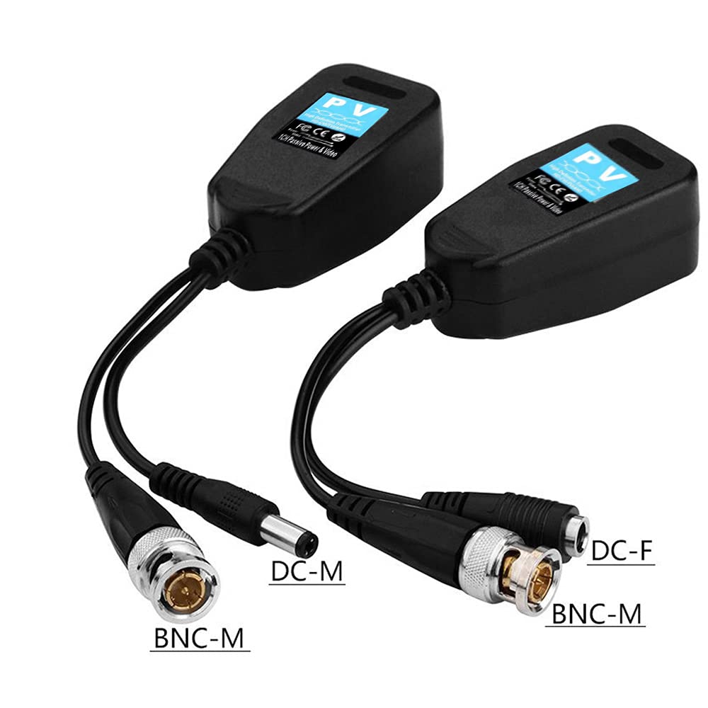 Passive Video Balun 4 Pairs RJ45 Transceiver Transmitter HD-CVI/TVI/AHD/CVBS with DC Built-in Transient Suppression Protection for 720P/960P/1080P/5MP CCTV Security DVR Surveillance Camera System