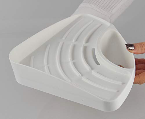 HOME-X Sponge Holder Kitchen Decor, Triangle Sink Corner Shelf - Storage Rack Suction Cup Holder Organizer for Dish Cloth Sponge Soap Cleaning Brush (White)