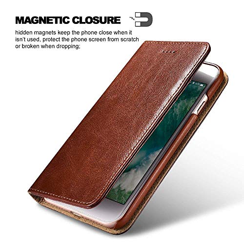ICARERCASE iPhone 7/8/SE Leather Case(Brown) + Airpods Leather Case (Brown)