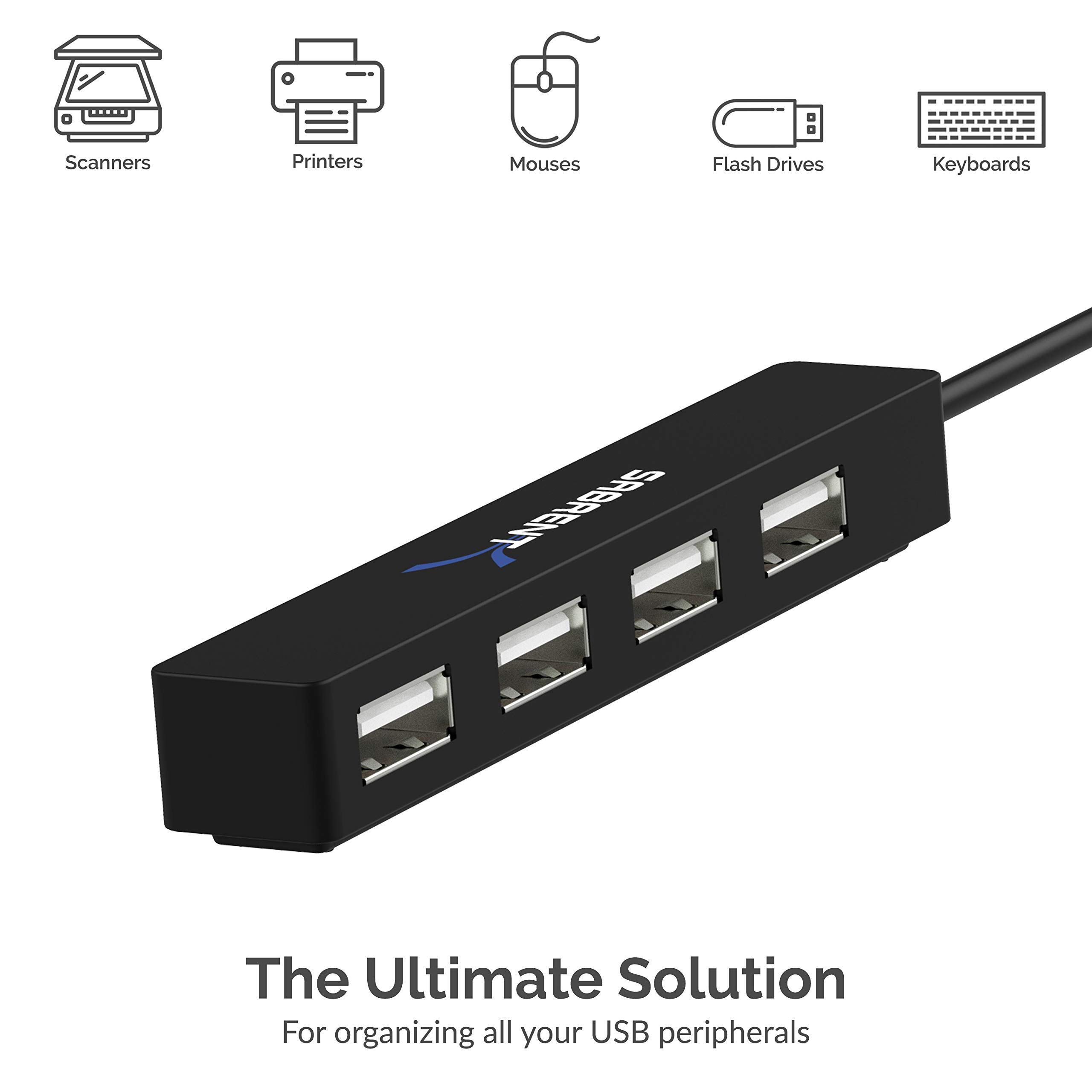SABRENT 4 Port Portable USB 2.0 Hub + 4-Port USB 2.0 Hub with Individual LED lit Power Switches