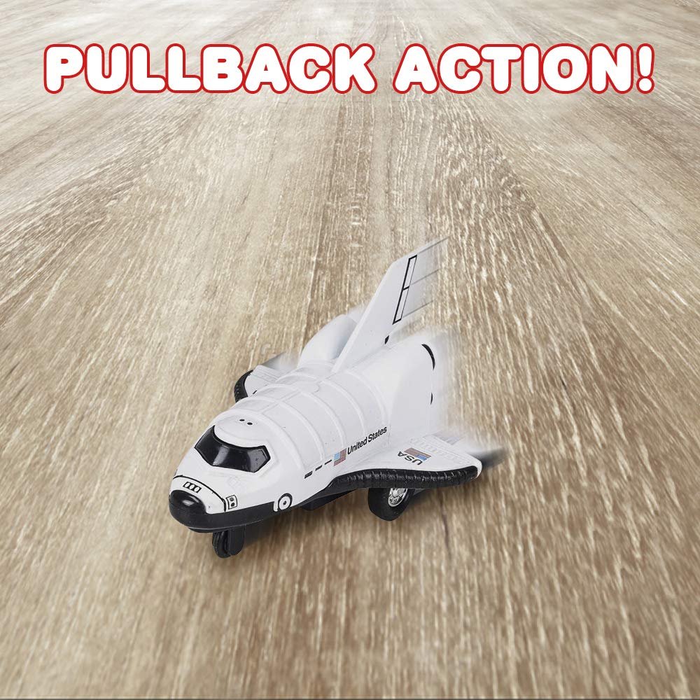 ArtCreativity Diecast Mini Space Shuttle with Pullback Mechanism, Set of 2, Diecast Metal NASA Space Toys for Boys, Astronaut Cake Decorations, Astronaut Space Theme Party Favors