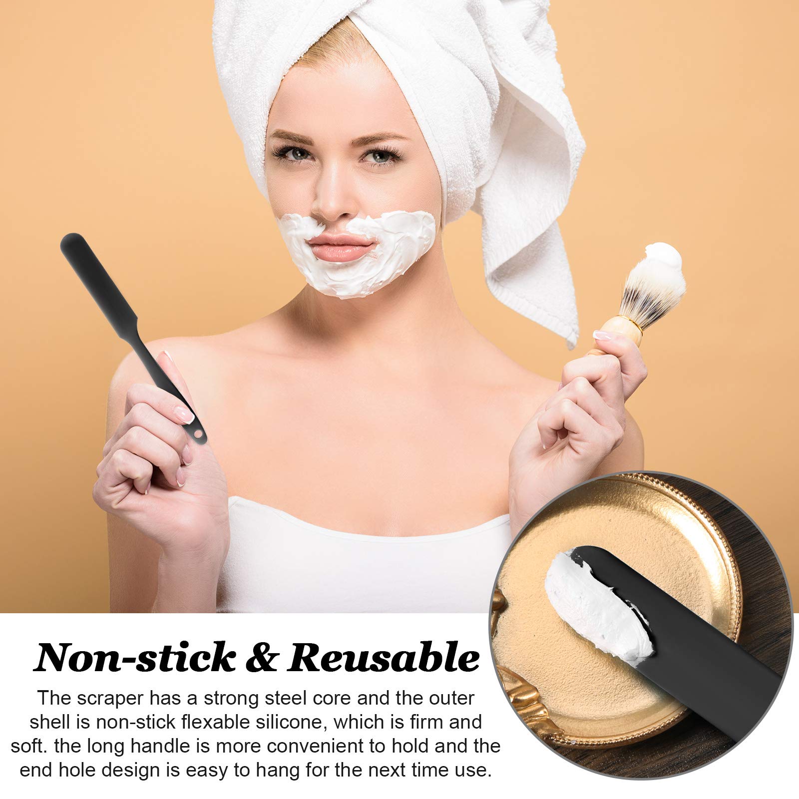 Patelai Non Stick Wax Spatulas Silicone Waxing Sticks Waxing Applicator Hair Removal Large Reusable Scraper Large Area Hard Wax Sticks for Home Salon Body Use Mixing Resin(Black)