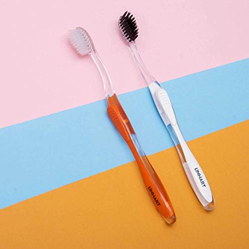 LINHART Extra Soft Toothbrush β Teeth Whitening Toothbrush with Multi Length Bristles, White with White Bristles, 2 Pack