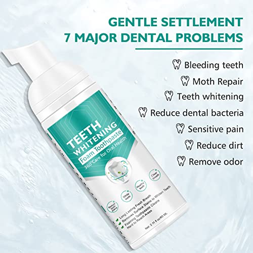 Teeth Whitening Toothpaste, 2 Pack Citrus Baking Soda Toothpaste, Foam Whitening Toothpaste, Ultra-fine Mousse Foam Deeply Cleaning Gums, Stain Removal