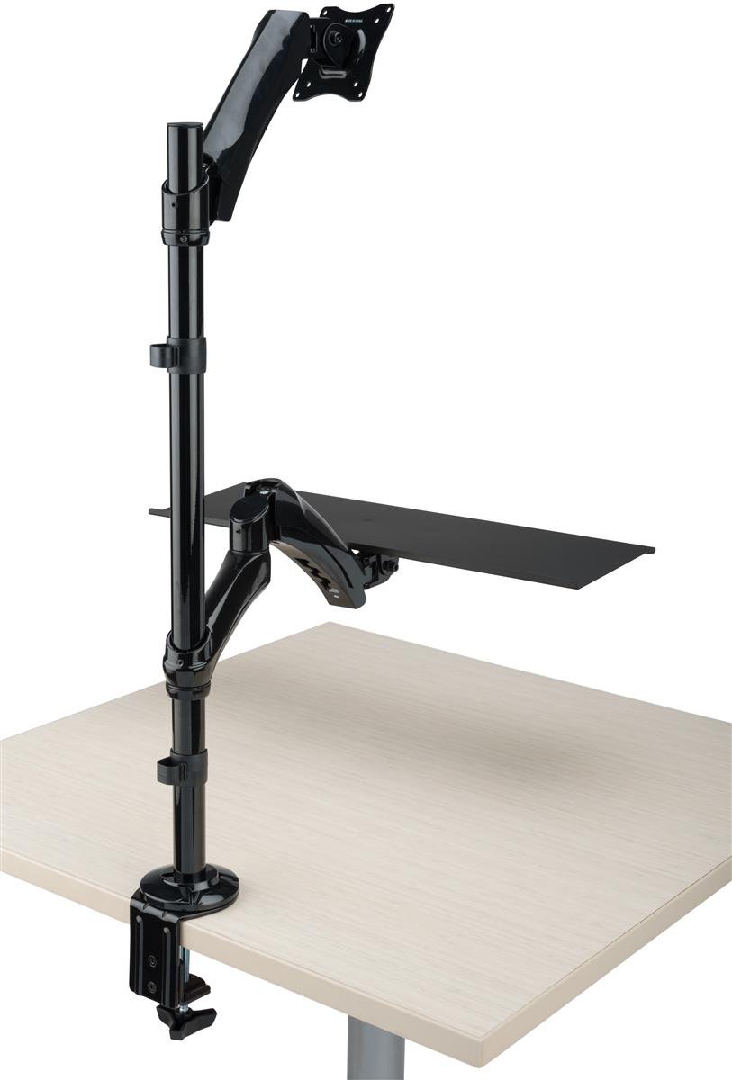 Displays2go Flat Screen Monitor Clamp System has Extendable Bracket, Steel, Aluminum β Black Finish (LMSSWDM2A)