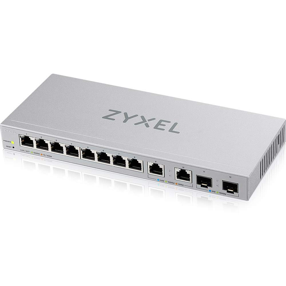 Zyxel Multi-Gig 12-Port Web Managed Switch with 2-Port 2.5G/2-Port 10G SFP+ Desktop/Wallmount, 5-Years Warranty [XGS1210-12]