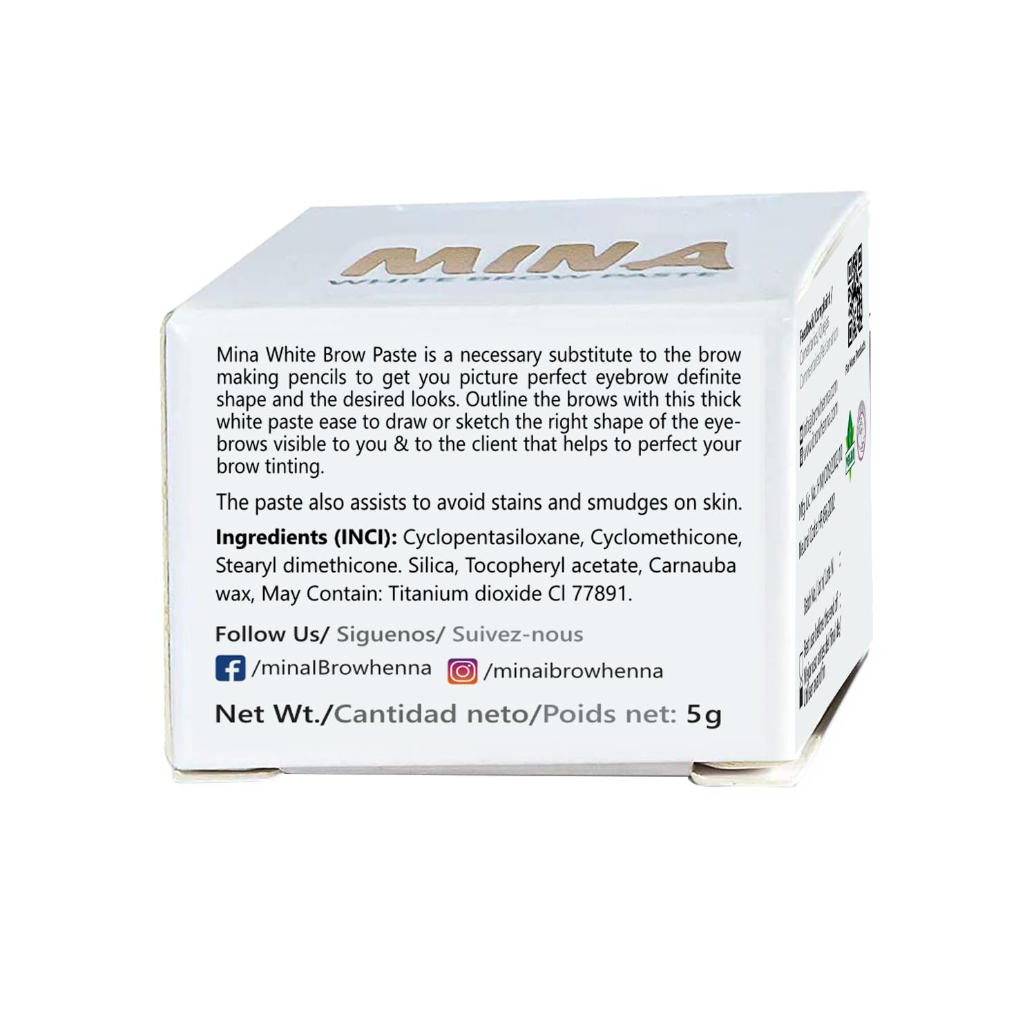 MINA White Mapping Brow Paste 5g | Draw Or Sketch The Right Shape Of The Eyebrow | Help To Perfect Your Brow Tinting