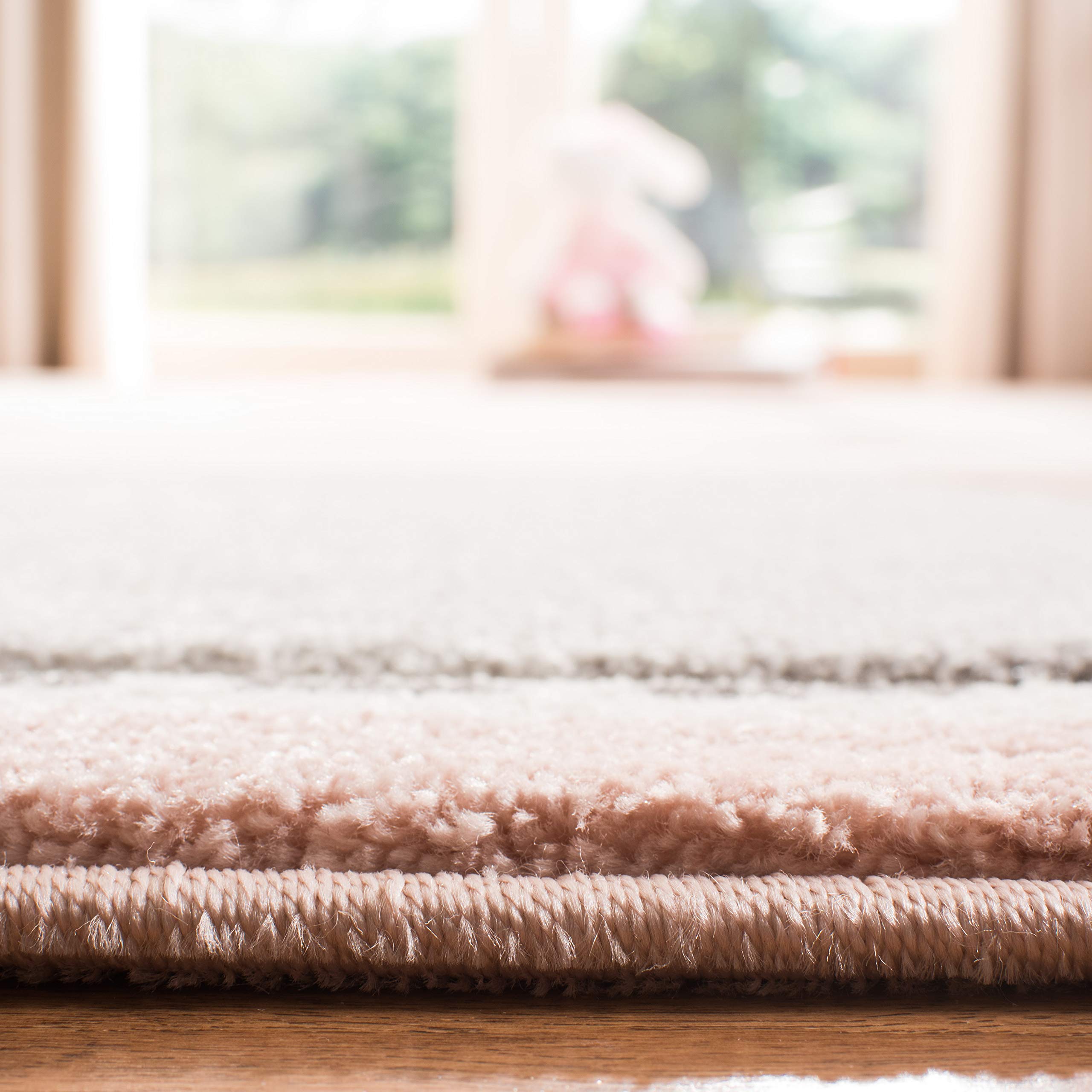 SAFAVIEH Carousel Kids Collection 8' Square Pink/Ivory CRK166P Bunny Non-Shedding Nursery Playroom Area Rug