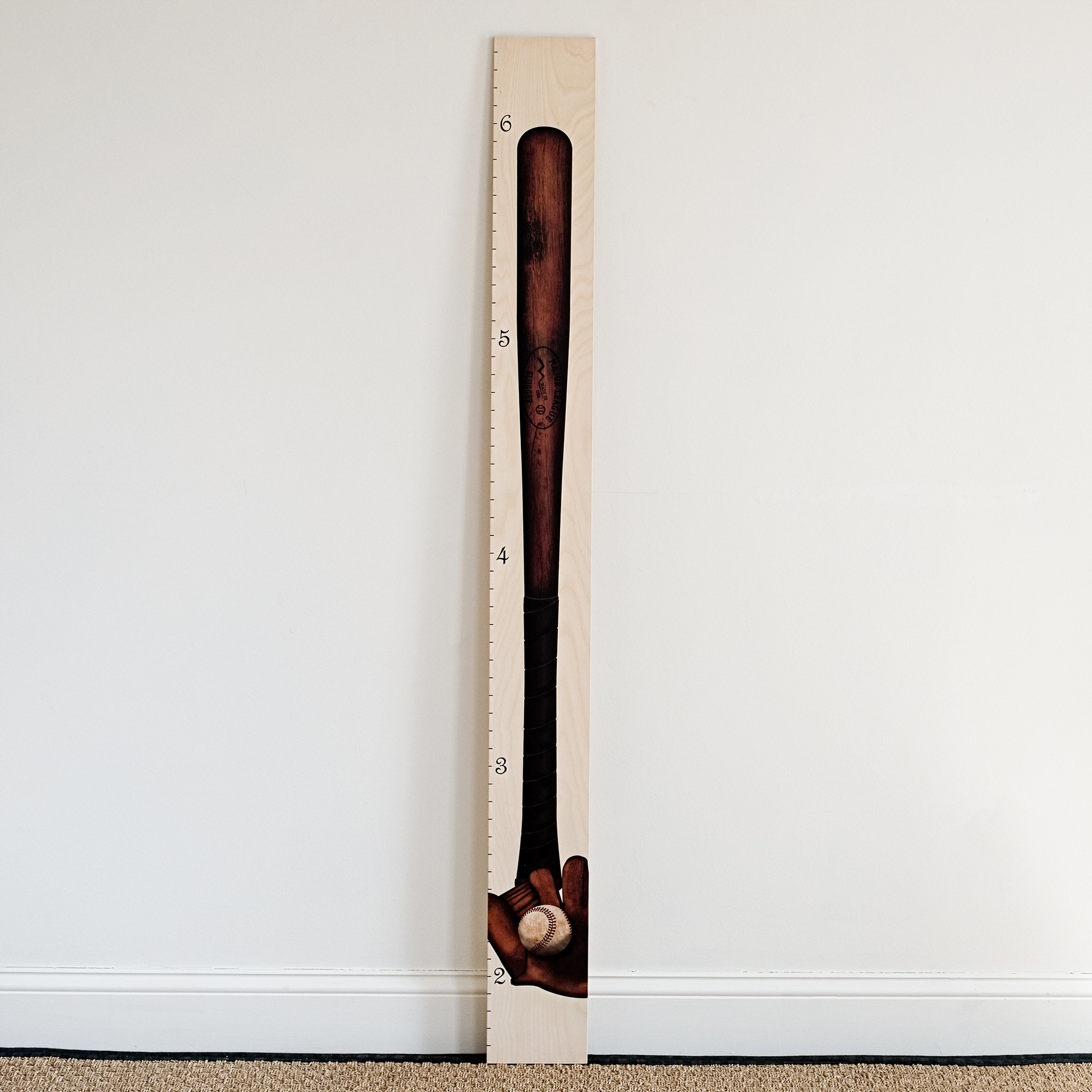 Headwaters Studio Hanging Growth Chart - Baby Height Growth Chart Ruler, Baby Growth Chart, Wood Rulers, Wooden Ruler Growth Chart, Wood Growth Chart, Wall Mounted Height Ruler Baseball Bat, 58"x5.75"