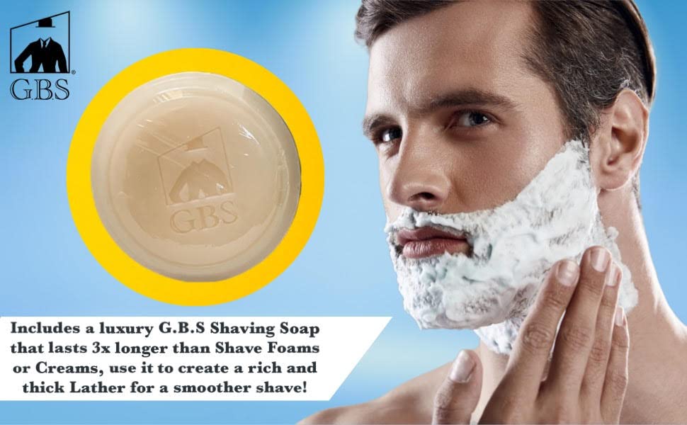 G.B.S Stainless Shaving Soap Bowl, Synthetic Stainless Brush, Luxurious Classy Modern Finish, 3 Pieces