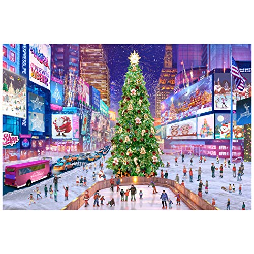 Tektalk Puzzles for Adults,Jigsaw Puzzles for Adults,Jigsaw Puzzle for Teens & Adults (1000 Piece Wooden Puzzle, Times Square in Christmas)