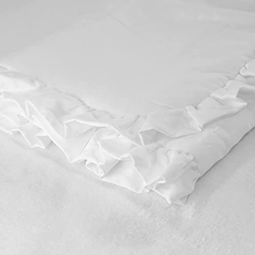 Sahaler Blush Coral Pink Ruffle Crib Quilt Baby Girl Bedding Blanket Comforter Nursery Boys Girls Quilt (White Ruffle Blanket)