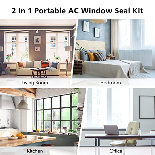 AGPTEK Window Seal for Air Conditioner with 2 in 1 Coupler, Upgraded Portable AC Replacement Sliding Window Kit, Adjustable Length Panels for Air Conditioner Exhaust Vent Hose of 5.1"/5.9" Diameter