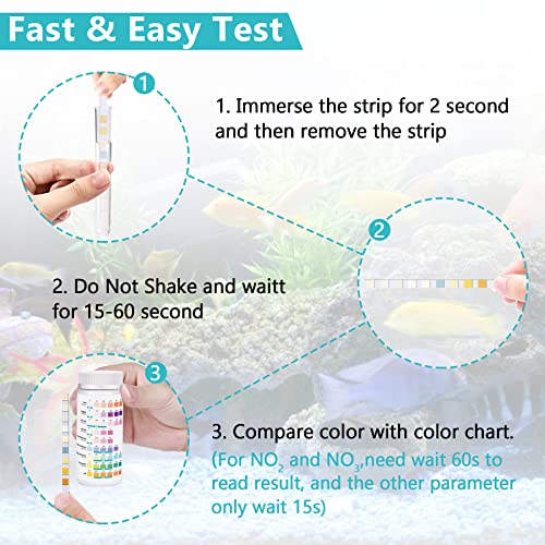 9 in 1 Aquarium Water Test Kit, 100 Strips Aquarium Test Strips Freshwater Saltwater Aquarium Test Kit Easy Accurate to Monitor Aquarium Fish Tank Water for Copper, pH, Nitrite,Nitrate and Mor