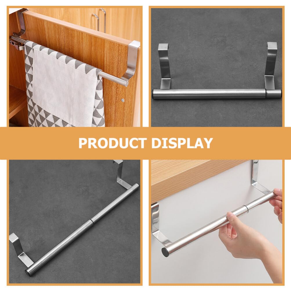 4pcs Telescopic Towel Rack Door Back Towel Shelf Door Towel Storage Bathroom Storage Rack Punch Storage Racks Towel Hanging Rack Towel Storage Rack Stainless Hanging Rack