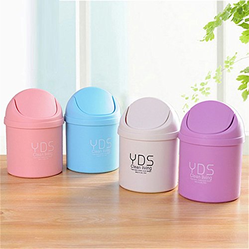 litymitzromq Durable Household Kitchen Trash Can,Creative Desktop Mini Trash Can Covered Kitchen Living Room Desk Trash Box Blue
