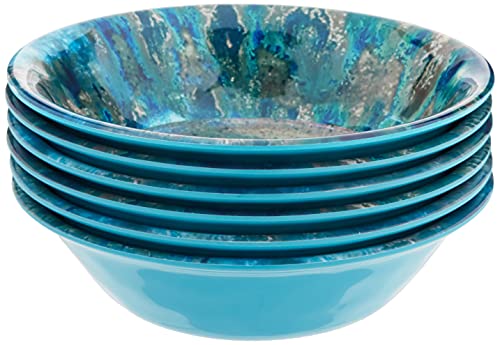 Certified International Radiance Teal Melamine 7.5" All Purpose Bowl, Set of 6, 300 milliliters