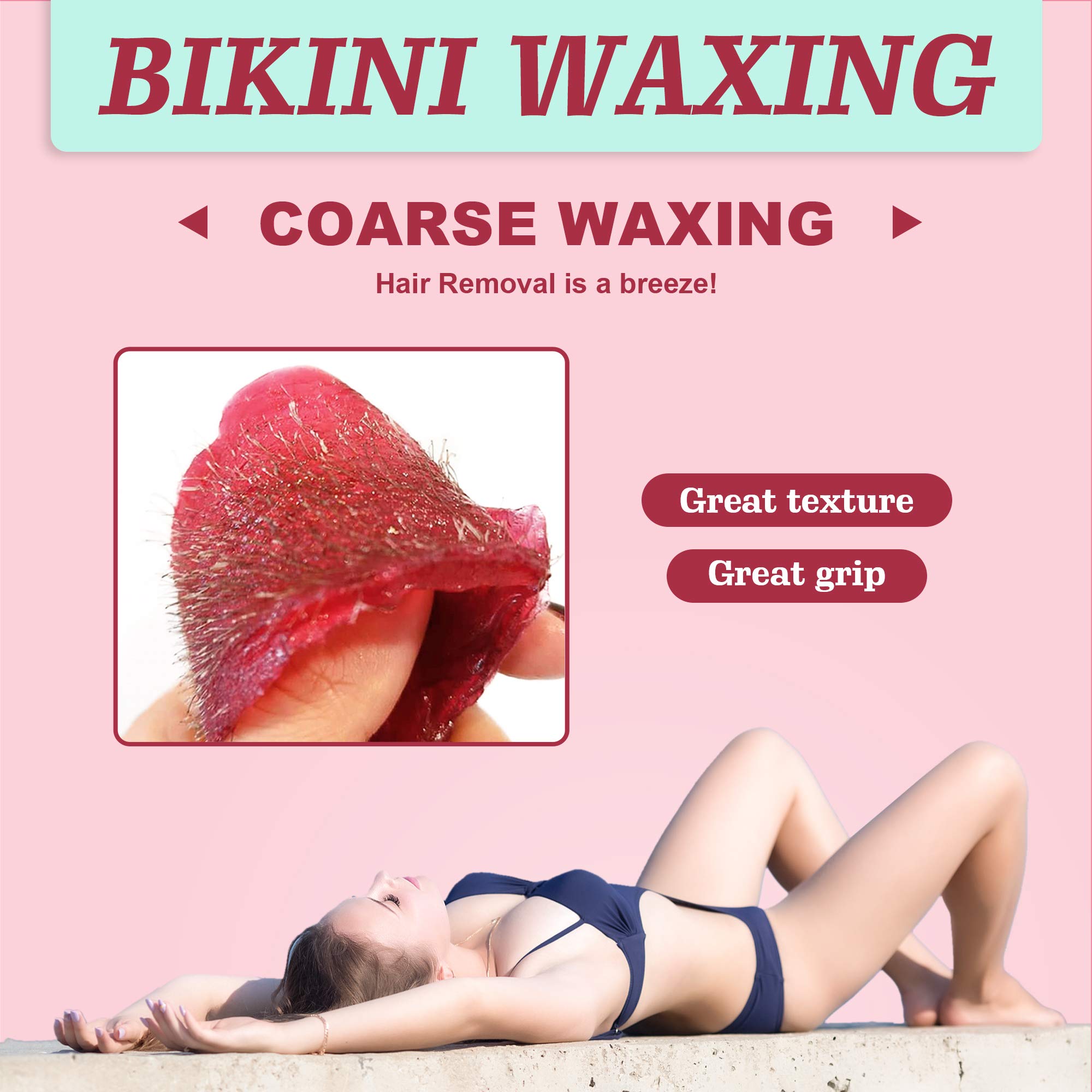 2LB Hard Wax Beads +300g Wax Beans Refilled for Brazilian Bikini Full Body Face Eyebrow Armpit Leg Back and Chest Hair Removal