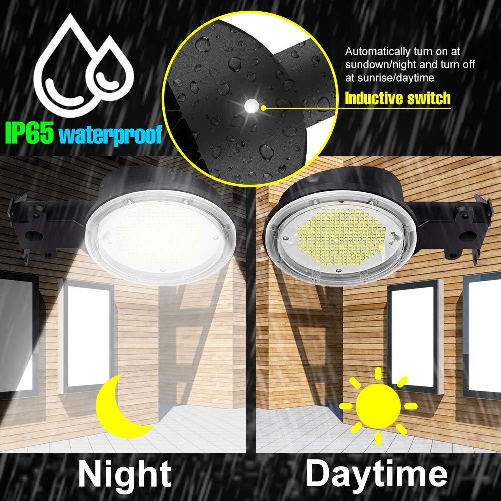 Area Lights for Outdoor Dusk to Dawn,100W LED Barn Light ,15000 Lumens,Wall lamp 5000K Daylight,Yard Lights Outdoor Waterproof IP65 ,Street Light Sensor,100-277V,Security Floodlight,5-Year Warranty