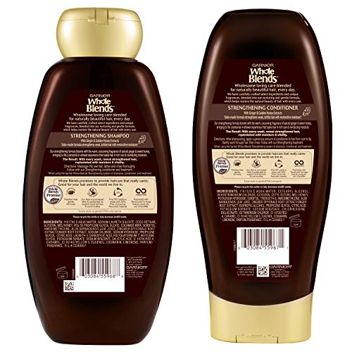 Garnier Hair Care Whole Blends Ginger Recovery Strengthening Shampoo and Conditioner with Ginger and Golden Honey Extracts, For Weak, Brittle Hair, Paraben Free 44 Fl Oz