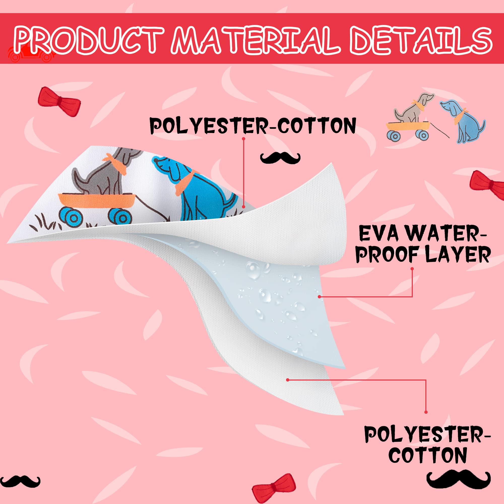 2ooya 7Pcs Cotton Waterproof Baby Bibs Adjustable Hook Loop Closure Infant Bib Unisex Black Red Newborn Babies Food Bibs Baby Keepsake Gift for Eating Teething Drooling Feeding(6-12 Months)