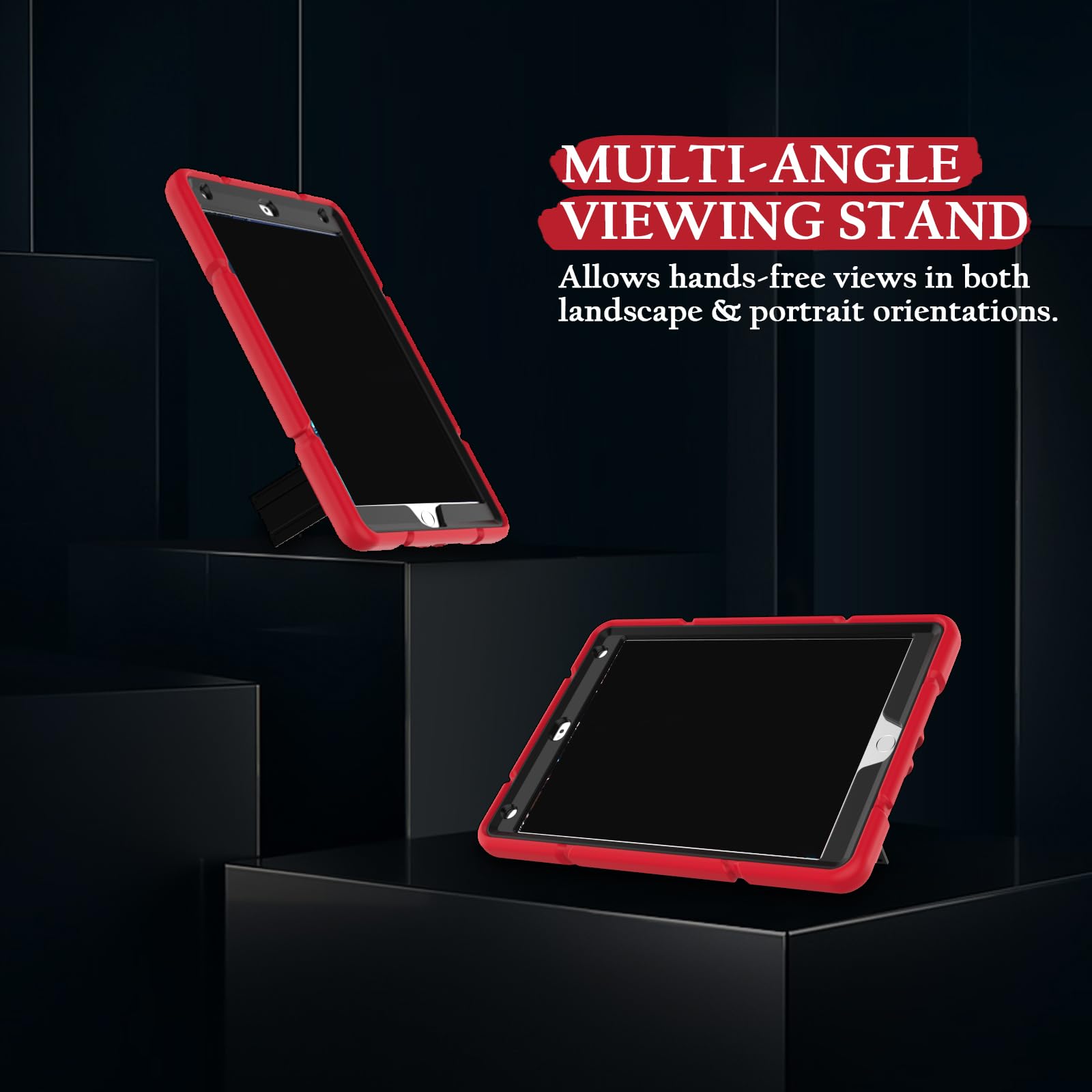 ZoneFoker for iPad 9th Generation Case, for 8th/7th Generation Case 10.2 inch 2021/2020/2019, Heavy Duty Strudy Shockproof 3-Layer Rugged Cover with Stand for Kids Boys (Red+Black)