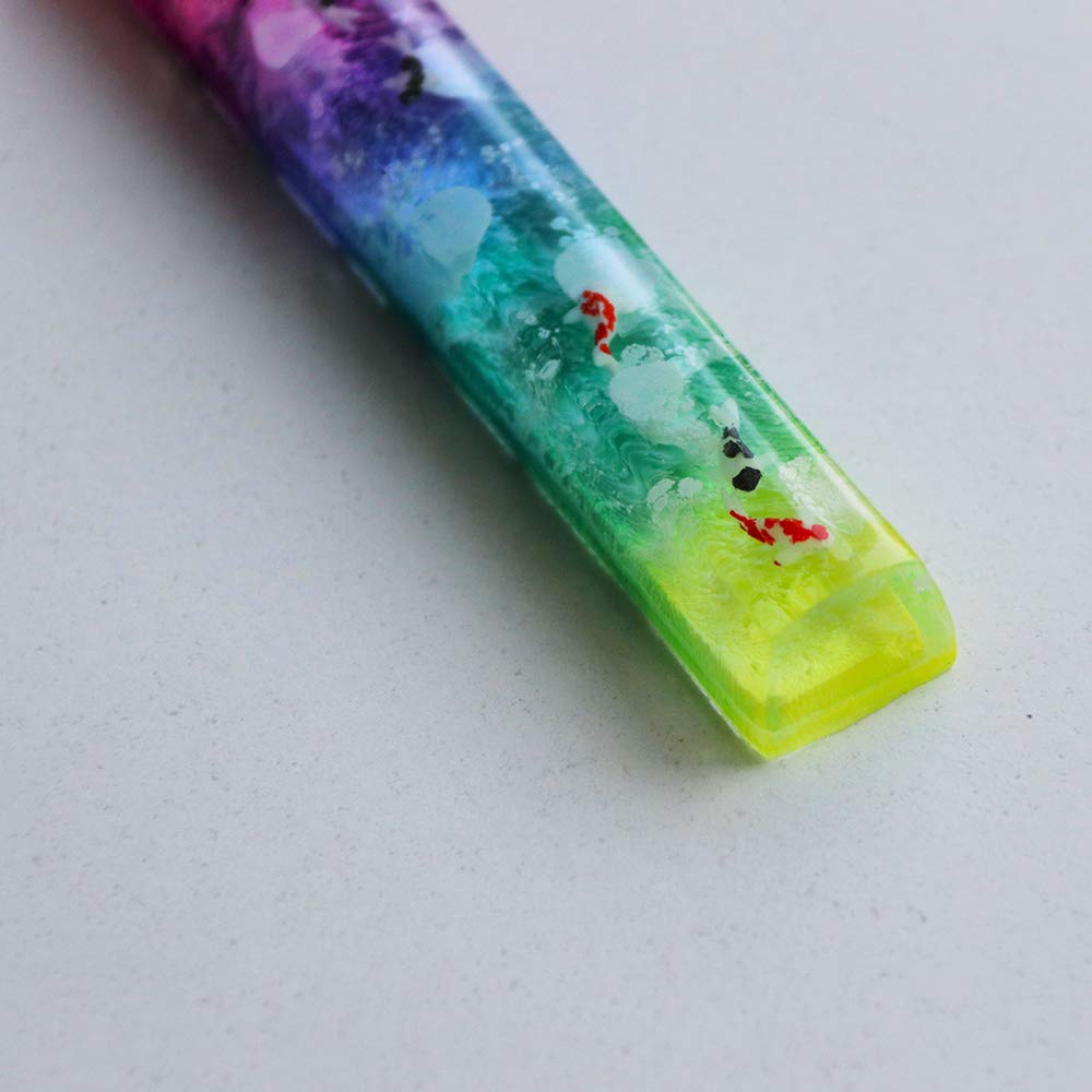 HFSECURITY Koi Space Bar Resin Keycaps for Cherry Mx Switch Mechanical Gaming Keyboard Handmade 6.25x Spacebar Colorful Resin Keycaps