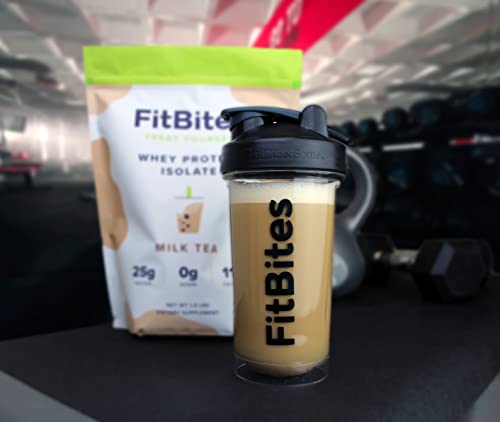 FitBites 100% Whey Isolate Protein Powder (Milk Tea), 5.9g BCAAs, Gluten Free, Zero Sugar
