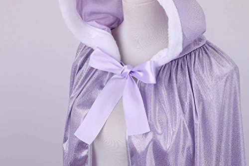 LMYOVE Princess Hooded Cape Cloaks,Princess Cape Dress-Up Play (Small, Purple)