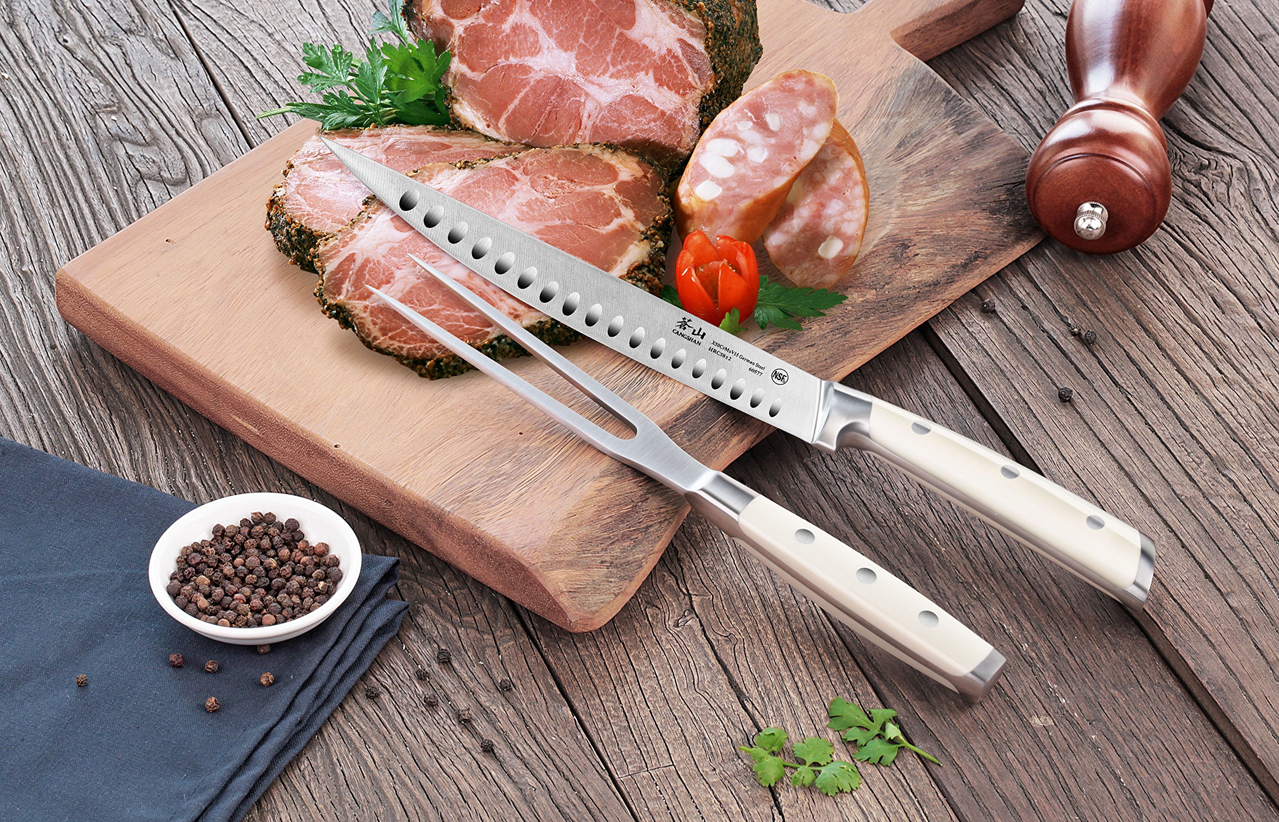 Cangshan S1 Series 61895 German Steel Forged 2-Piece Carving Set, Crème
