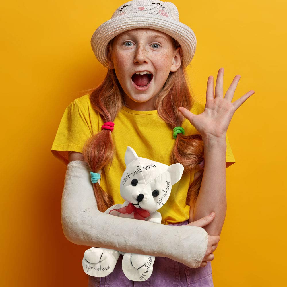 ArtCreativity Plush Autograph Teddy Bear, 1 Piece, Graduation Autograph Stuffed Animal, 11 Inch Stuffed Toy with White Smooth Fabric, Cute Hospital Get Well Soon Gift, Unique Baby Shower Idea