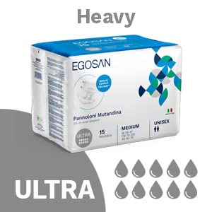 Egosan Ultra Incontinence Disposable Adult Diaper Brief Maximum Absorbency and Adjustable Tabs for Men and Women (Large, 15-Count)