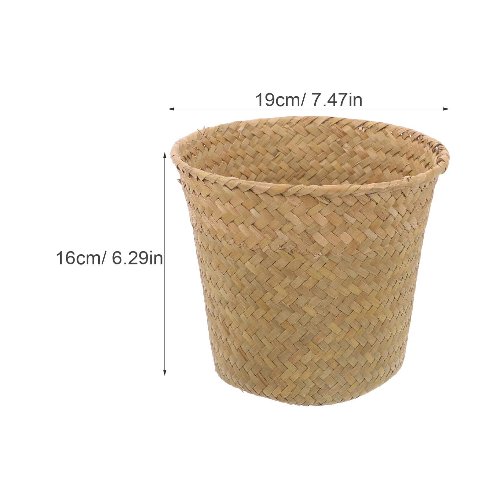ABOOFAN Wicker Waste Basket Woven Trash Can Boho Recycle Garbage Container Bin Laundry Hamper Plant Flower Pot Storage Basket for Bathroom Kitchen Office