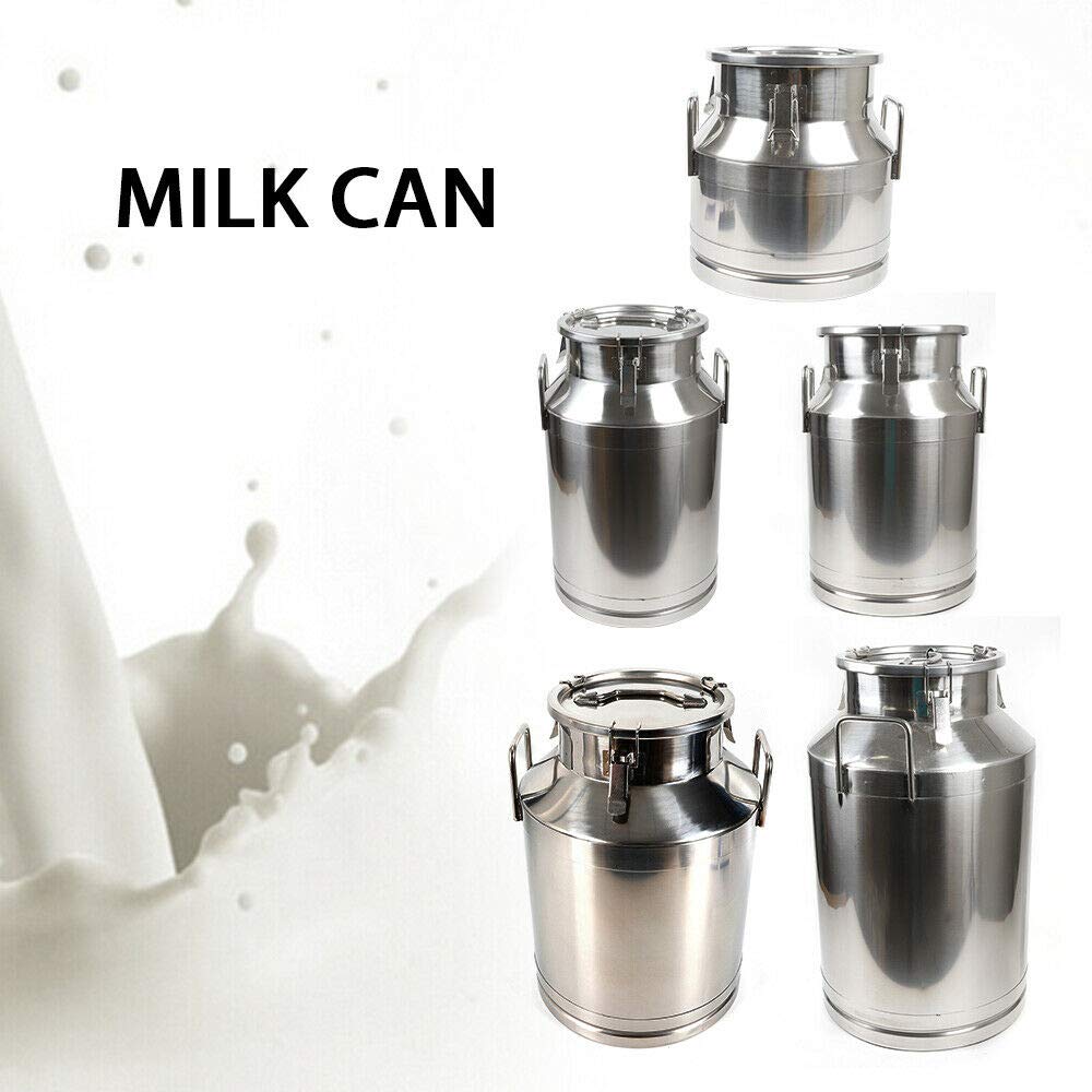 20L/5.25Gallon Stainless Steel Milk Can - Heavy Duty Milk Jug Milk Bucket Wine Pail Bucket Bottle SS liquid Container Storage W/Independent Embedded Silicone Sealed Lid Easy to Open and Use