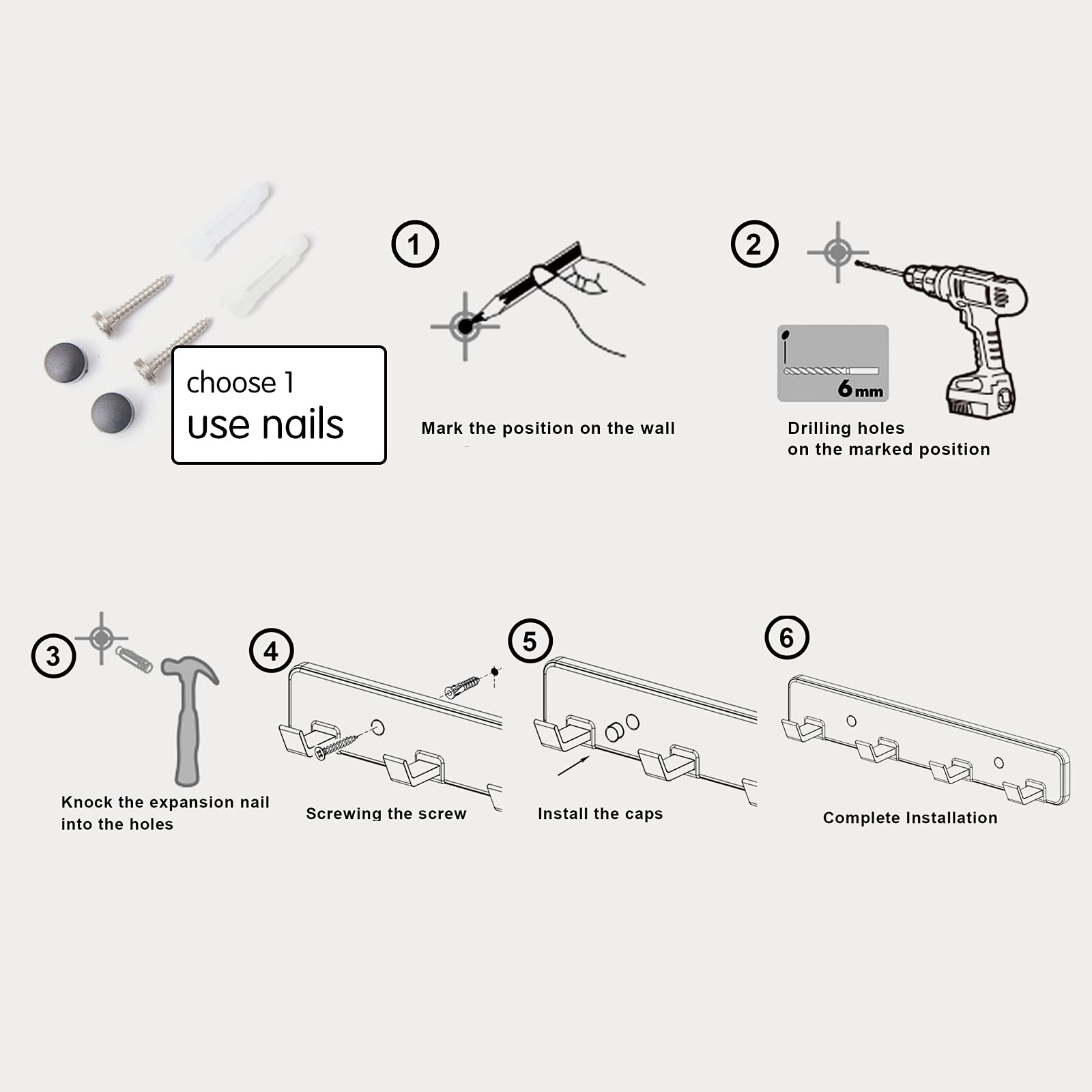 4 Hooks Matte Black Wall Bathroom Towel Hooks Mount Stainless Steel Heavy Duty Shower Wall Coat Rack Hooks Rail Decorative Bath Hooks for Hangin,Hats Hook kitchen Towel Wall Hook Rack for Hanging