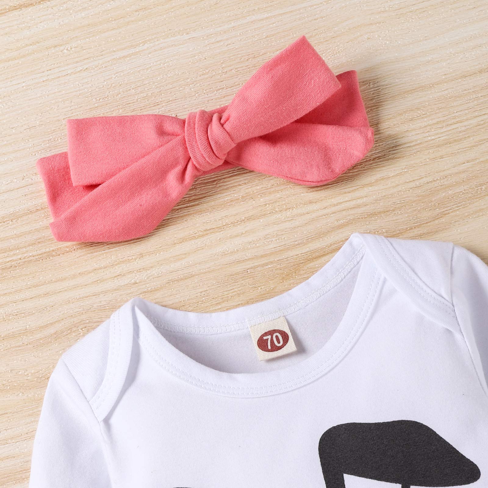 Newborn Infant Baby Girl My 1st Easter 3Pcs Clothes Set Long Sleeve Romper Bodysuit+Rabbit Pants+Headband Outfit (White, 6-12 Months)