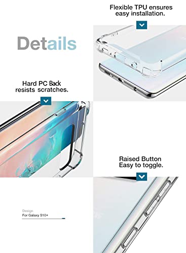 KIOMY Galaxy S10 Plus Case Ultra Crystal Clear Shockproof Bumper Protective for Samsung Galaxy S10 Plus S10+ Transparent Pure TPU Slim Fit Gel Flexible Cell Phone Back Cover Men Women