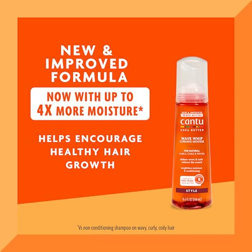 Cantu Wave Whip Curling Mousse with Shea Butter for Natural Hair, 8.4 oz (Packaging May Vary)