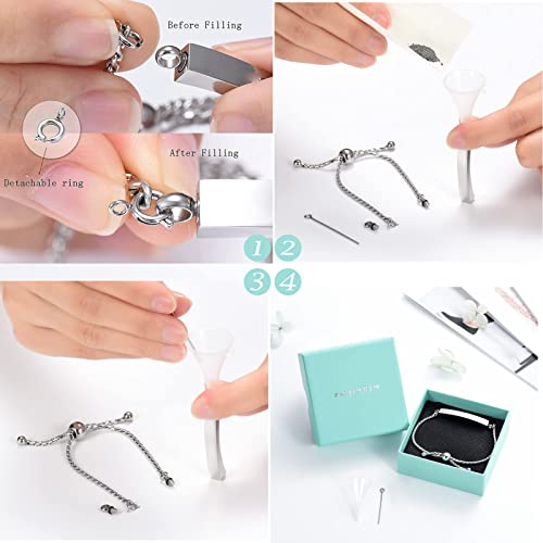 zeqingjw Heart Cremation Bracelet for Ashes Stainless Steel Urn Bangles for Ashes Memorial Keepsake Cremation Memorial Urn Bracelet - Adjustable,Free Fill Kit (Silver)