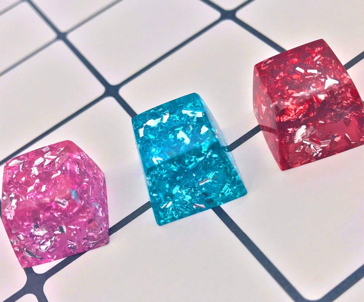 Handmade Resin & Foil Artisan Backlit Keycaps Translucent Key Caps OEM Profile for Cherry MX Gaming Mechanical Keyboard