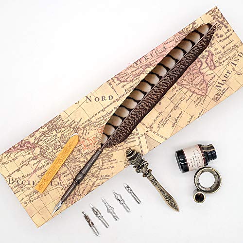 Antique Feather Copper Pen Stem Metal Nibbed Pen Writing Quill LL-14