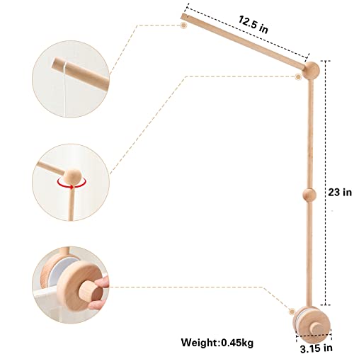 Baby Crib Mobile Holder - Wooden Mobile Arm for Crib,Crib Mobile Arm,Mobile Crib Hanger (Wooden Arm)