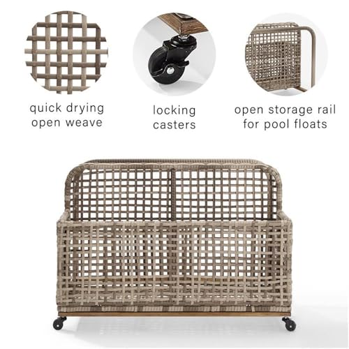Afuera Living Coastal Wicker / Rattan Pool Storage Caddy in Natural