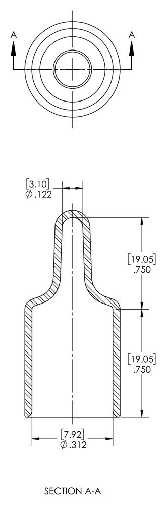 Caplugs 99392837 Plastic EZ Pull Tab Cap EZ-312-12, Vinyl, Cap ID .312" Length .122", Black (Pack of 160)