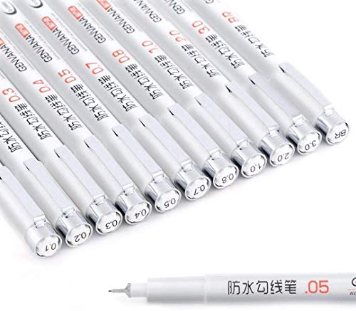 Fhyhej 12/Set,Black Precision Micro Line Pens,Apply toTechnical,Drawing,Office Documents, Scrapbooking,Technical Drawing,Ultra Fine Point Drawing Pen Set