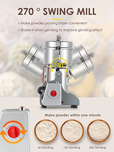 CGOLDENWALL 700g Electric Grain Grinder with Hand Crank Grinder