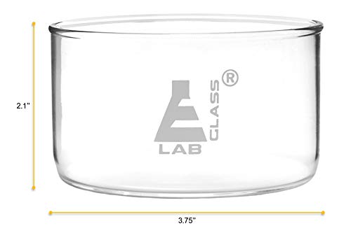 EISCO Crystallizing Dish, 300ml - Flat Bottom, No Spout - Borosilicate 3.3 Glass - Laboratory, Kitchen, Crafts