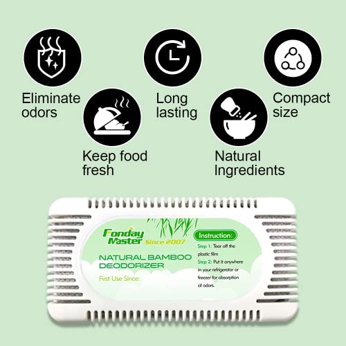 2Packs Refrigerator Deodorizer(60g Each Pack)， Fonday Odor Eliminator for Fridges Freezers Coolers & Lunch Boxes, Bamboo Charcoal Fridge Deodorizer, More Effective Than Baking Soda