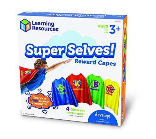 Learning Resources Super Selves! Reward Capes - 4 Pieces, Ages 3+ SEL Capes, Social Emotional Development Games, Language Skills, Hero Cape